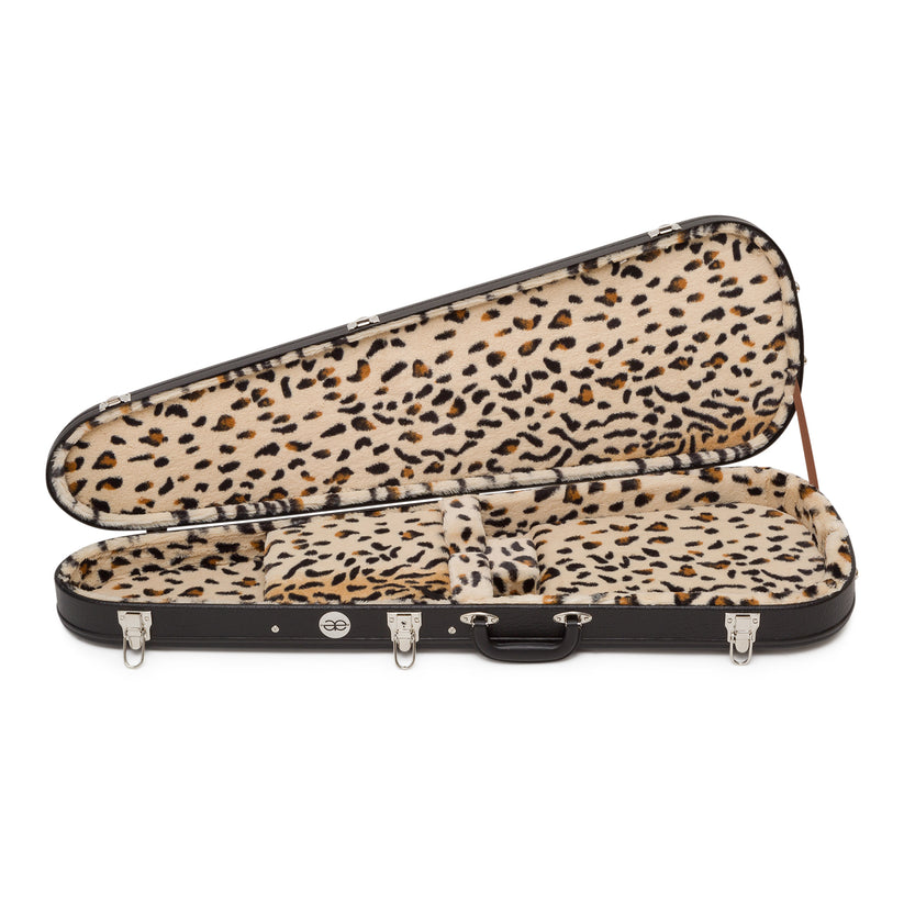 Teardrop Alligator Brown Guitar Case with Black Tolex / Leopard Soft P ...